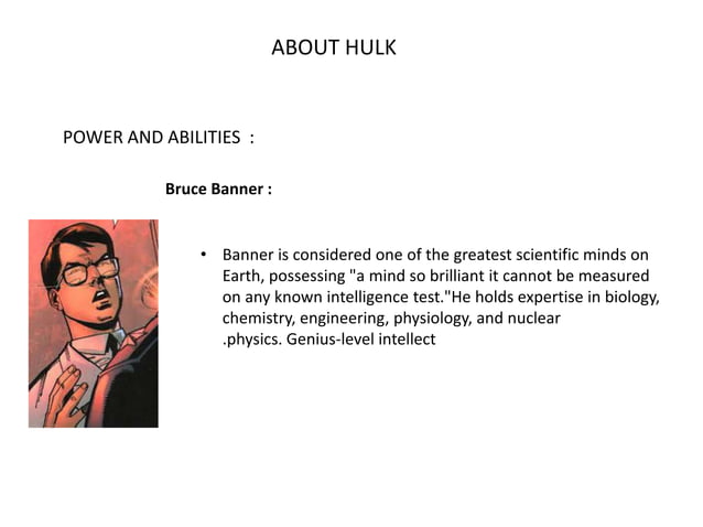 Update analysis of hulk character | PPT