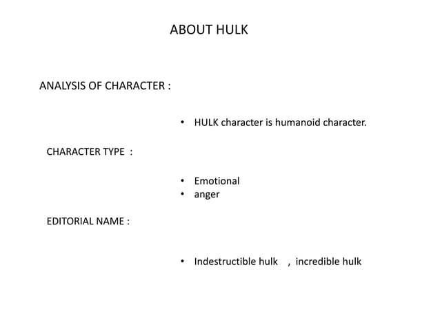Update analysis of hulk character | PPTX