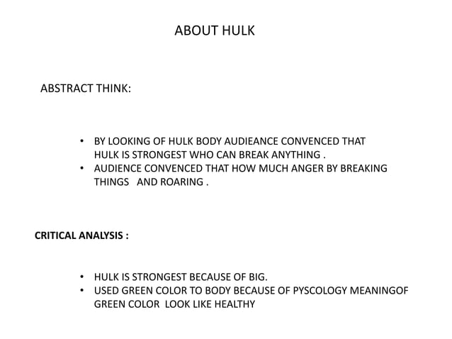 Update analysis of hulk character | PPTX