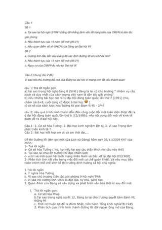 Update book.vn đề thi cuối k đường lối | PDF