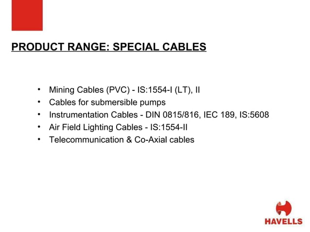 Havells cables and wires. | PPT
