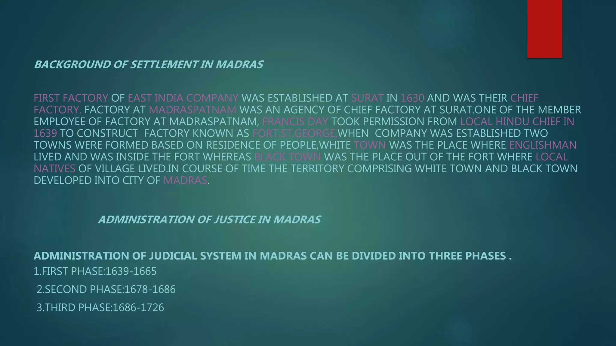 Development of judicial system in madras | PPTX