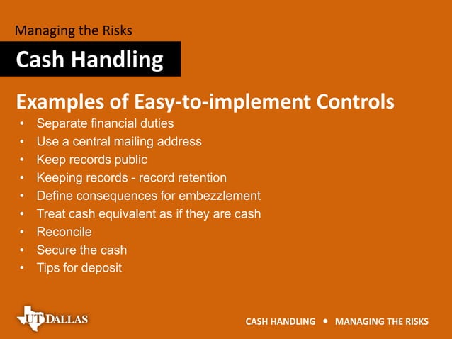 Cash Handling - Risk Management | PPT