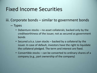 Updated fundamentals of investment.ppt | Stocks and Bonds | Personal ...