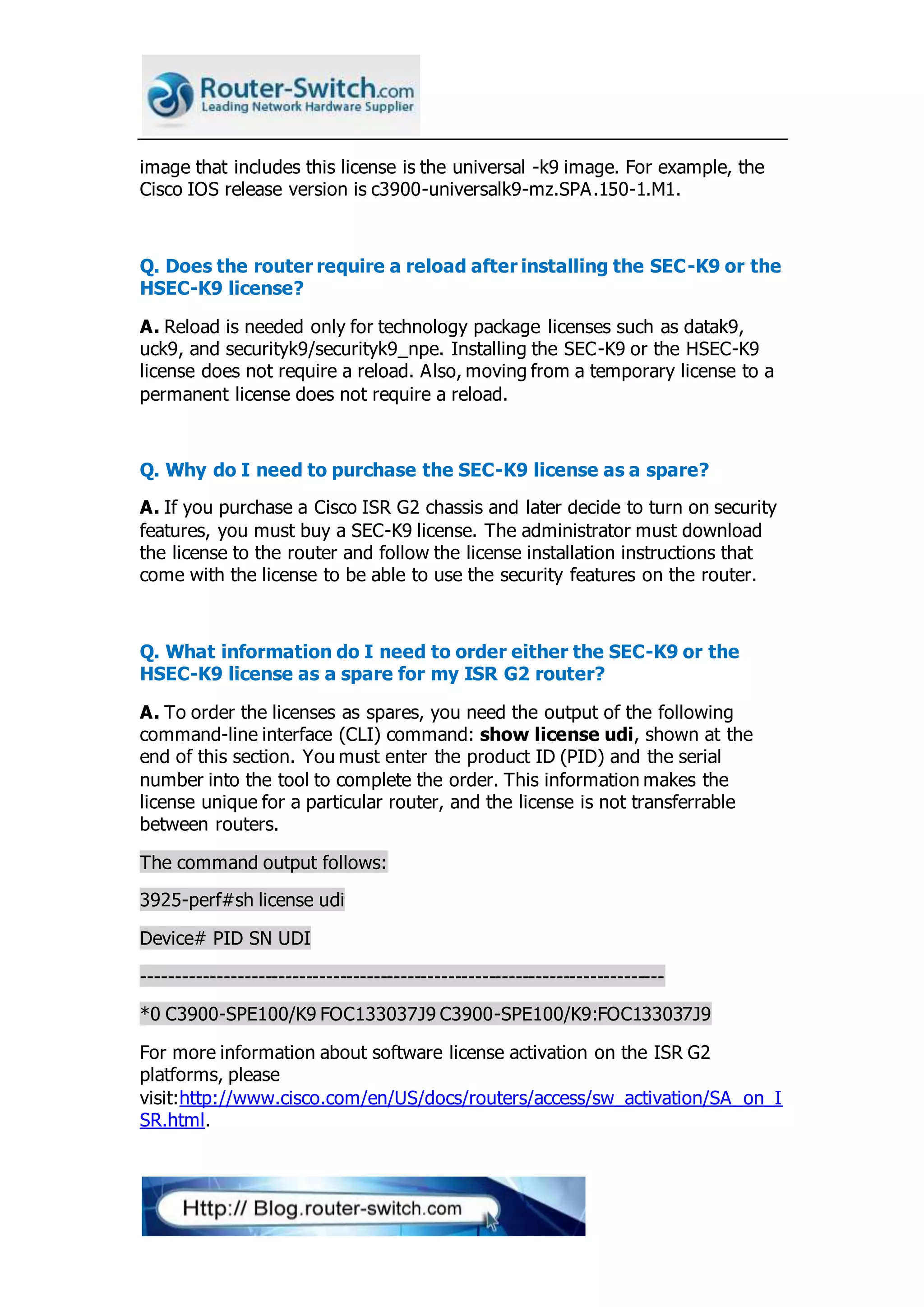 Updated about cisco isr g2 sec and hsec licensing faq | DOCX