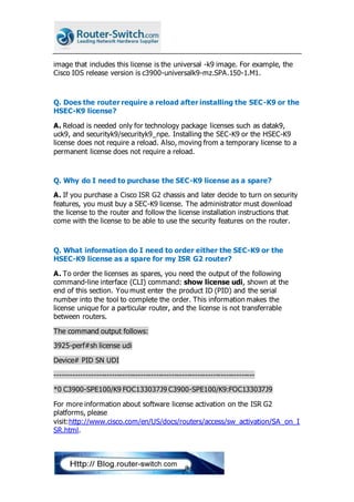 Updated about cisco isr g2 sec and hsec licensing faq | DOCX