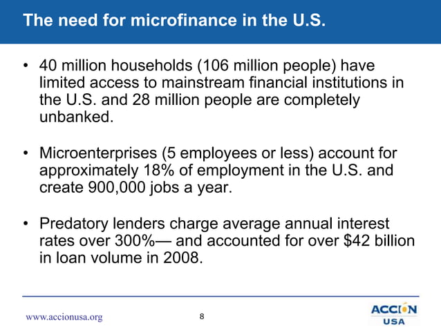 ACCION USA: Microfinance at Work in the United States | PPT | Free Download