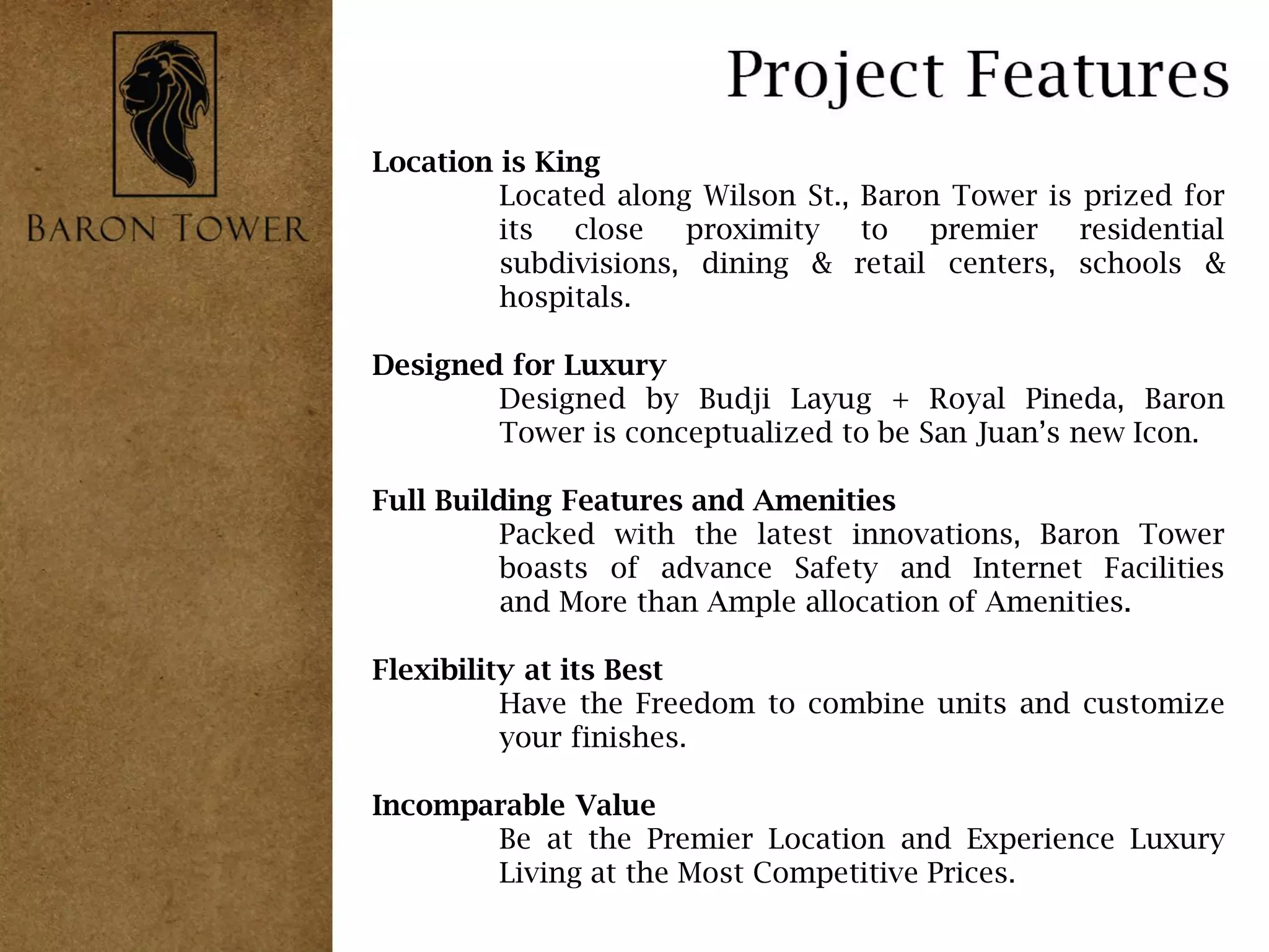 Updated baron tower near Greenhills, San Juan City, Metro Manila | PDF