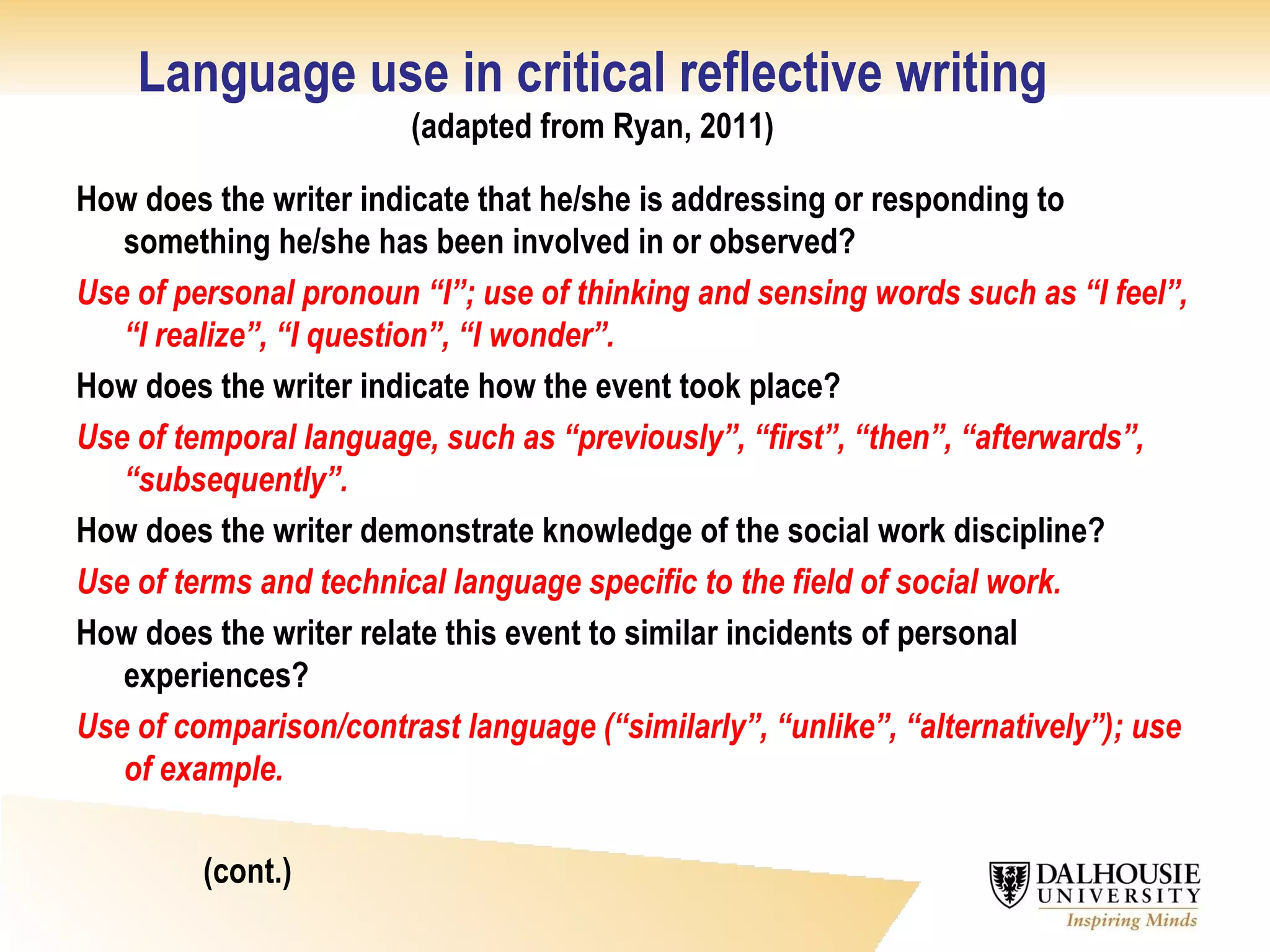 Critical Reflective Writing | PPT