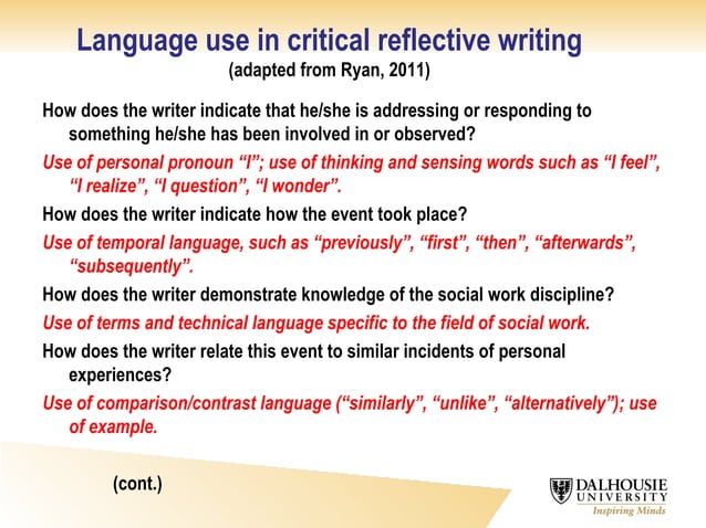 Critical Reflective Writing | PPT