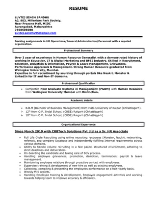 CV - Luvtej Singh Sandhu | PDF