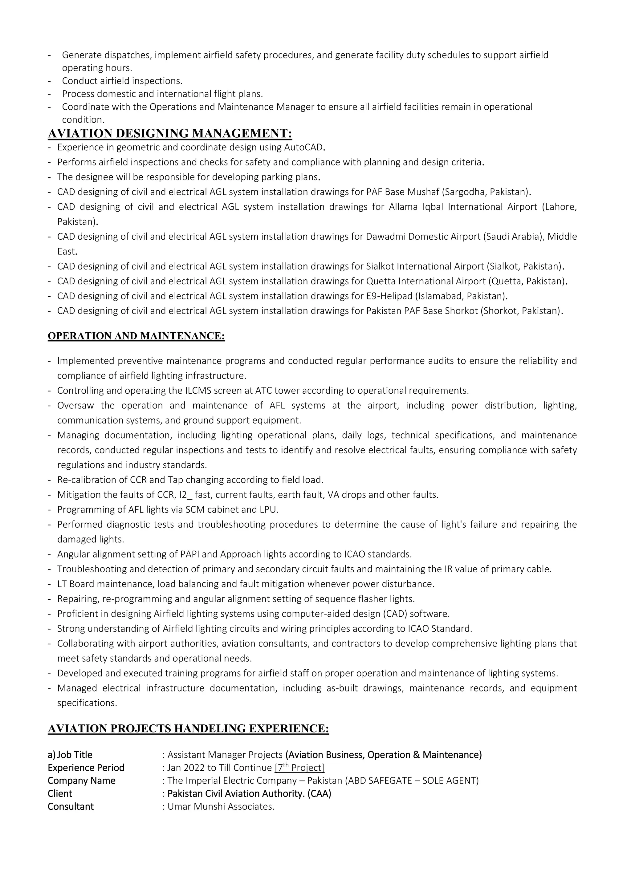 Muhamad Talal - AGL Engineer (Airfield Lighting System) | PDF