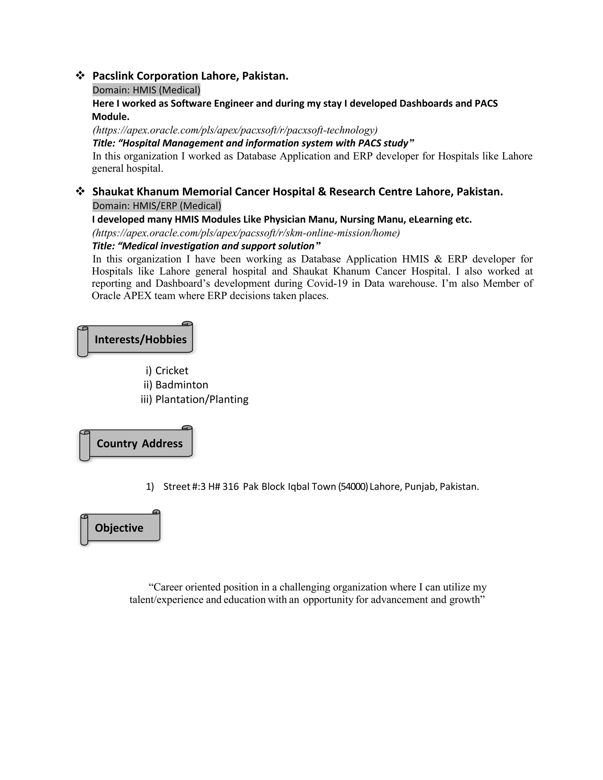 UPDATED CV BY MUHAMMAD SHARIF.pdf | Databases | Computer Software and Applications