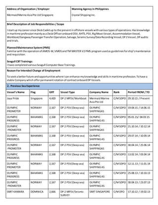 Updated CV Ch. Officer SDPO Jun Anthony Jamolin | PDF