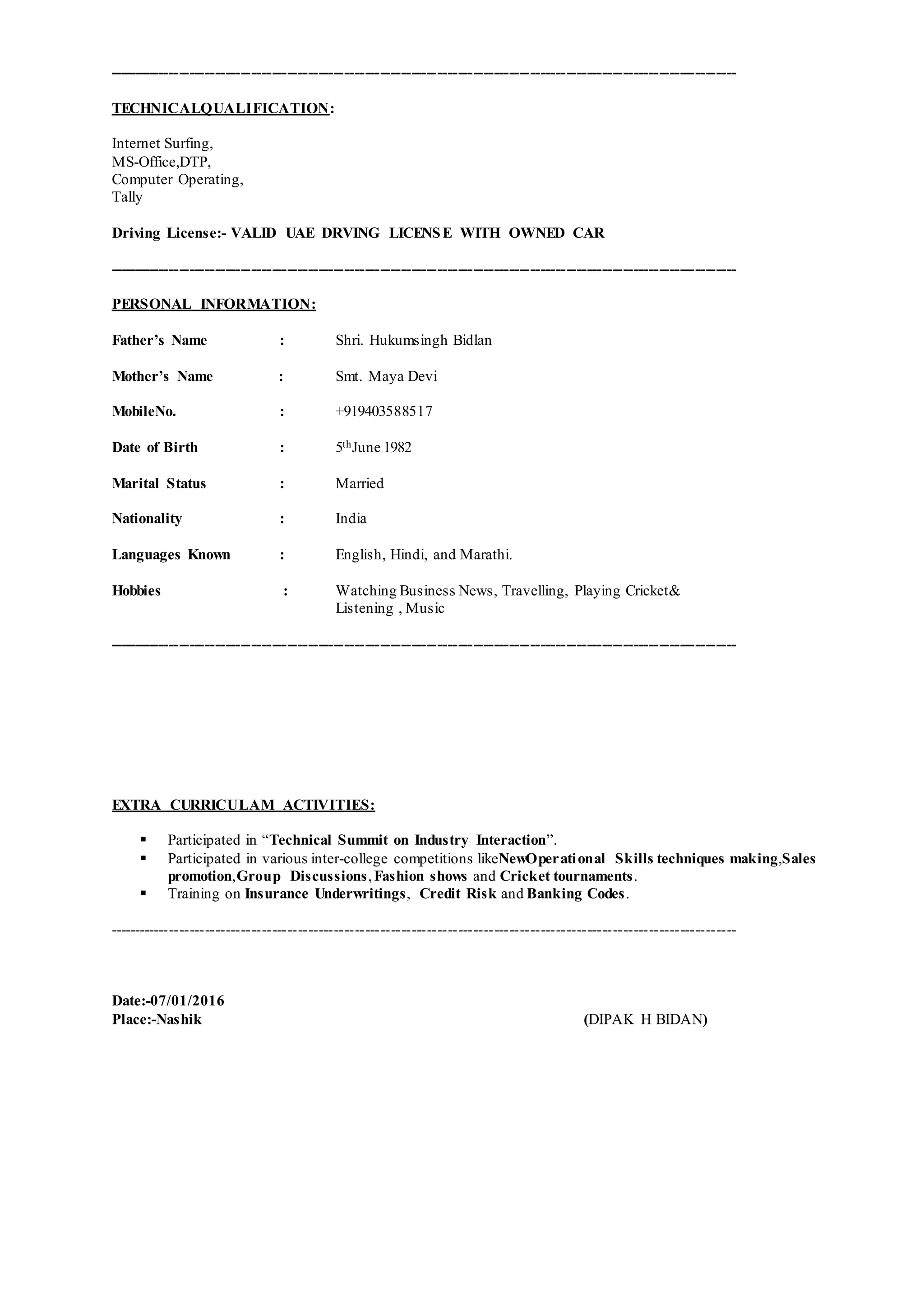 Updated cv dipak bidlan sme gfc_facility _jan _2016 | DOCX