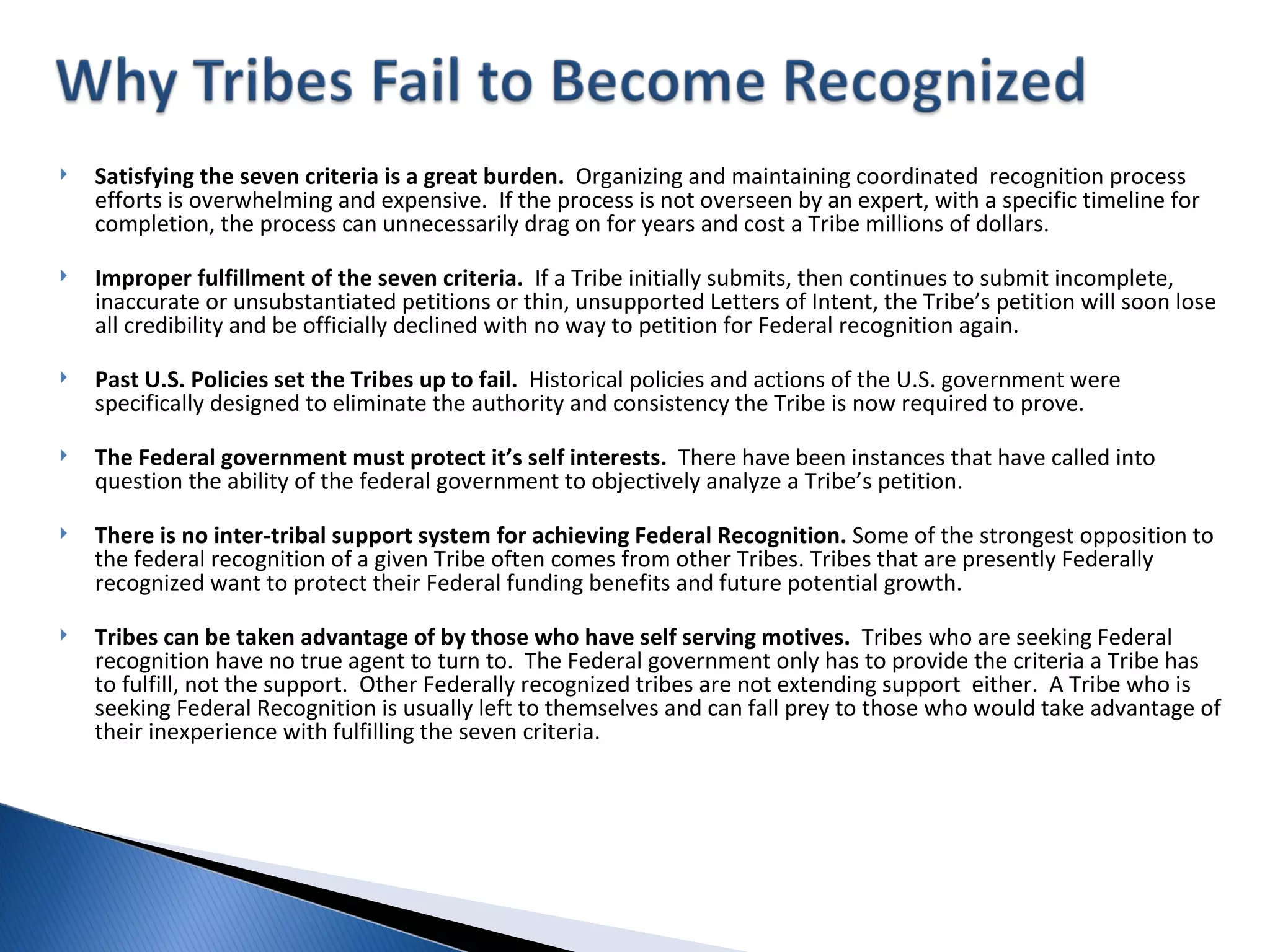 Updated design federal recognition of tribes 6.19.12