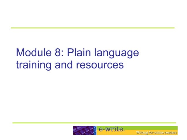 Updated e write - plain language workshop - cdc - 25 april2011 | PPT