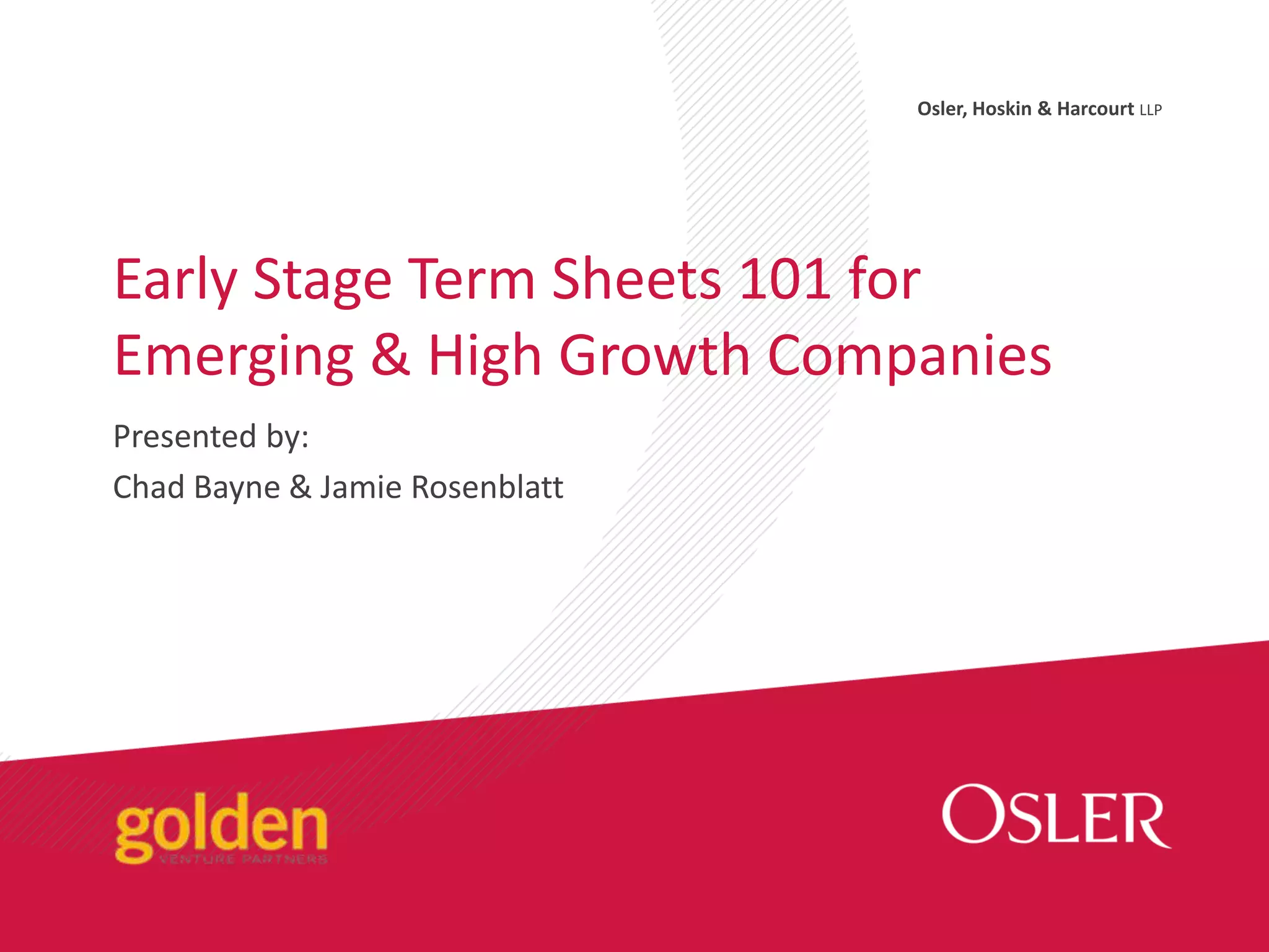Early Stage Term Sheet 101 for Emerging & High Growth Companies | PPT