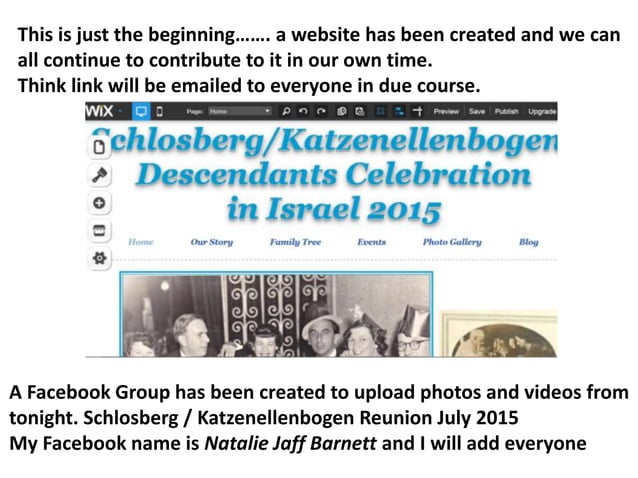 Presentation for Reunion of the descendants of Israel Schlosberg & his ...