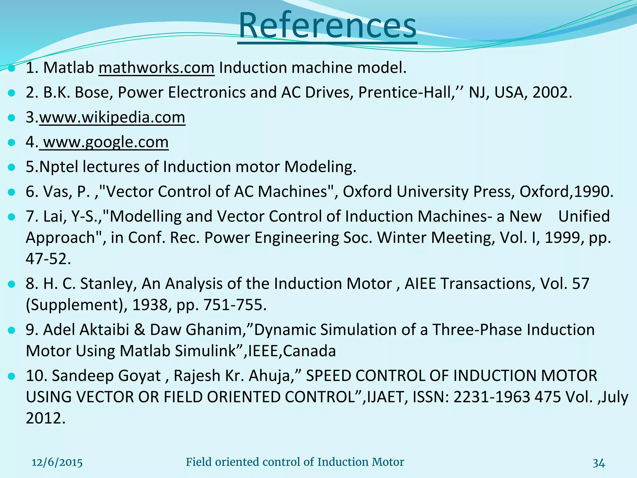 Updated Field Oriented Control Of Induction Motorpptx