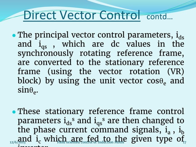 Updated Field Oriented Control Of Induction Motorpptx