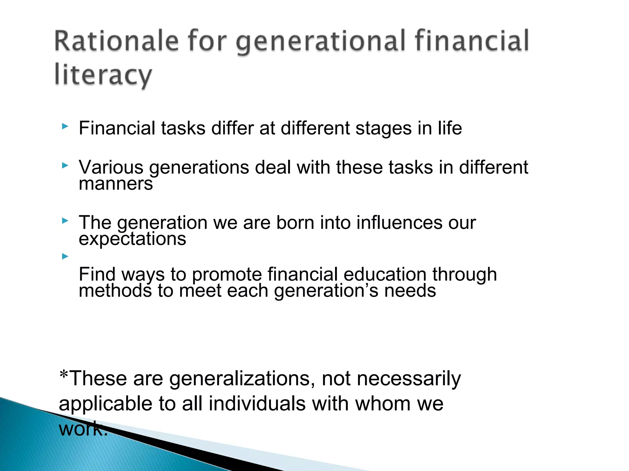Teaching Financial Literacy: Engagement of Multigenerational Learners | PPT | Personal Finance