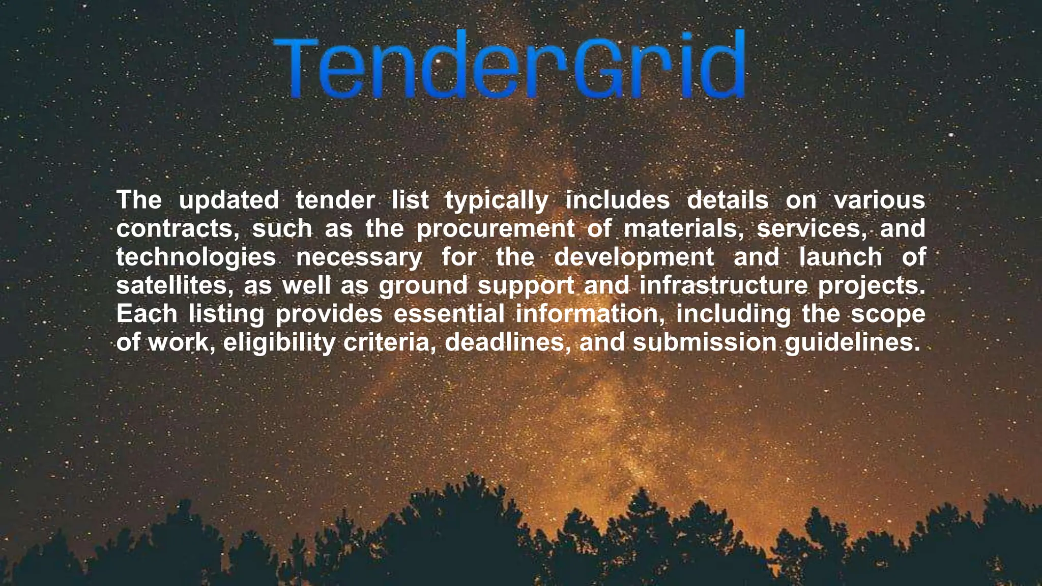 Updated ISRO Tender Lists at Tender Grid | PPTX