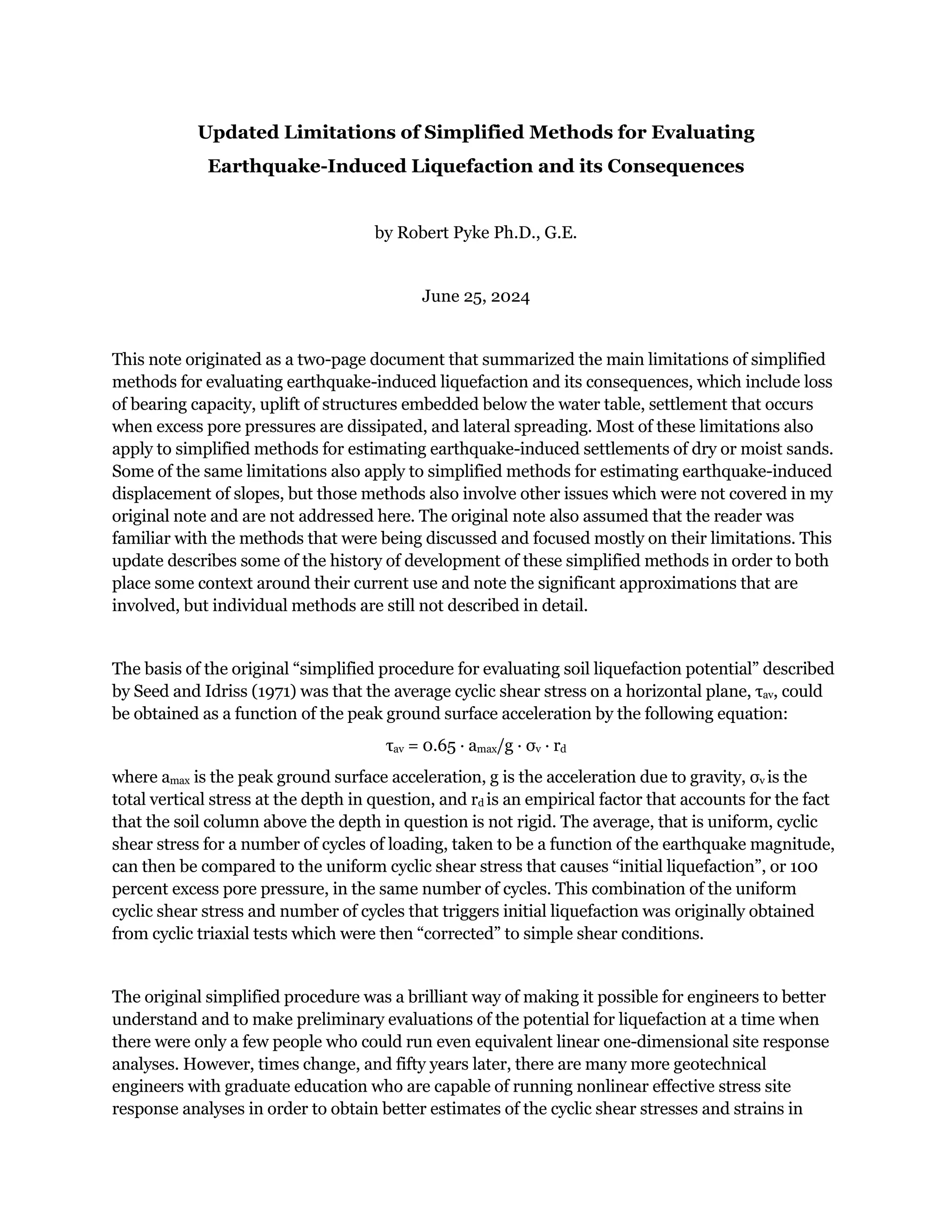 Updated Limitations of Simplified Methods for Evaluating the Potential ...