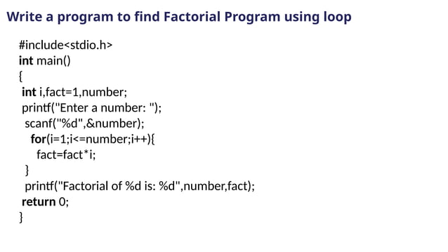 Implemintation of looping programs...... | PPT | Free Download