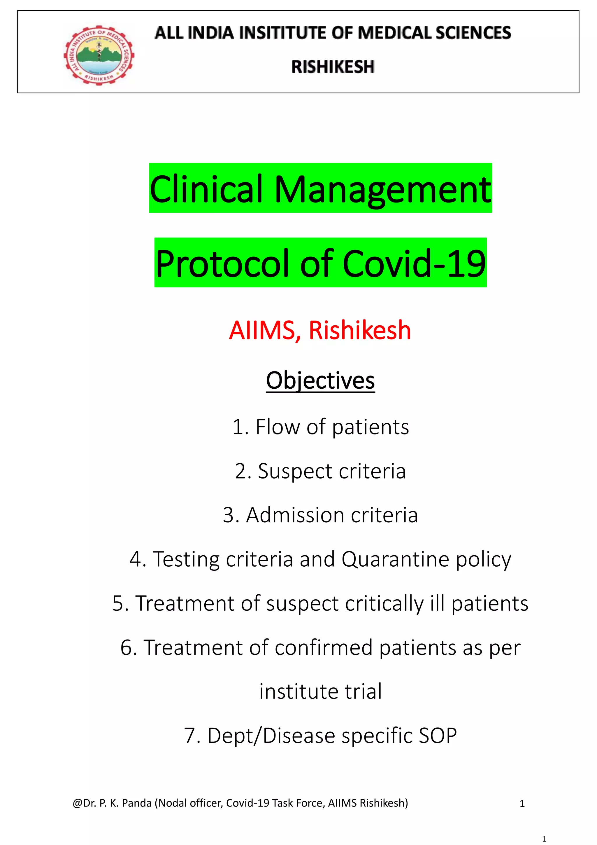 Updated management protocol covid 19-aiims rishikesh_version 4.0 | PDF