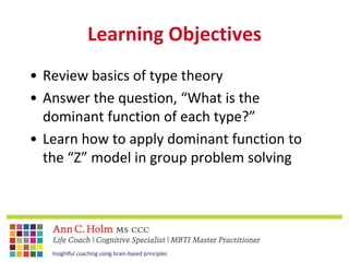 Updated Mbti Zmodel Presentation March 2011 | PPTX