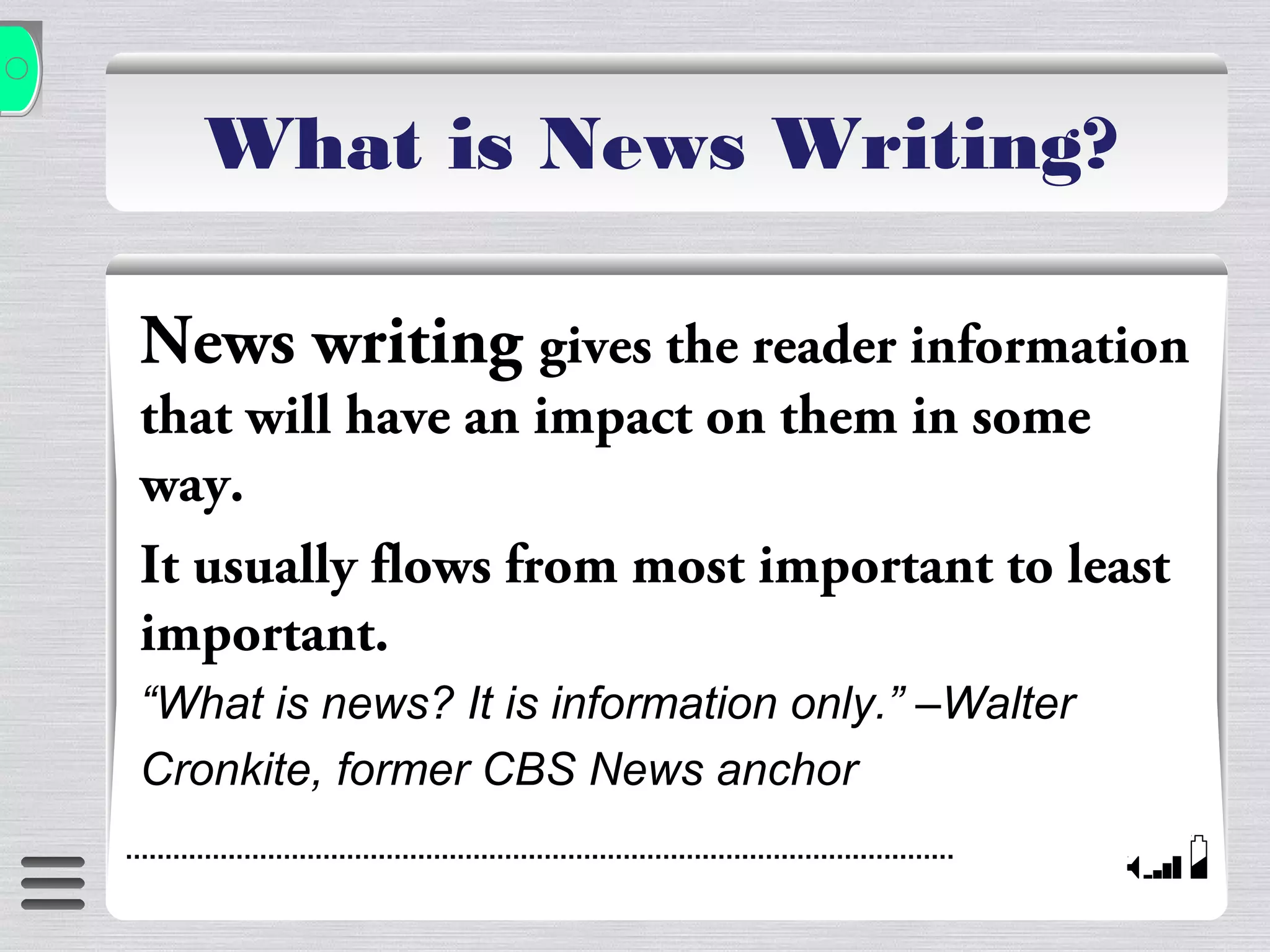 Basics of News Writing | PPT