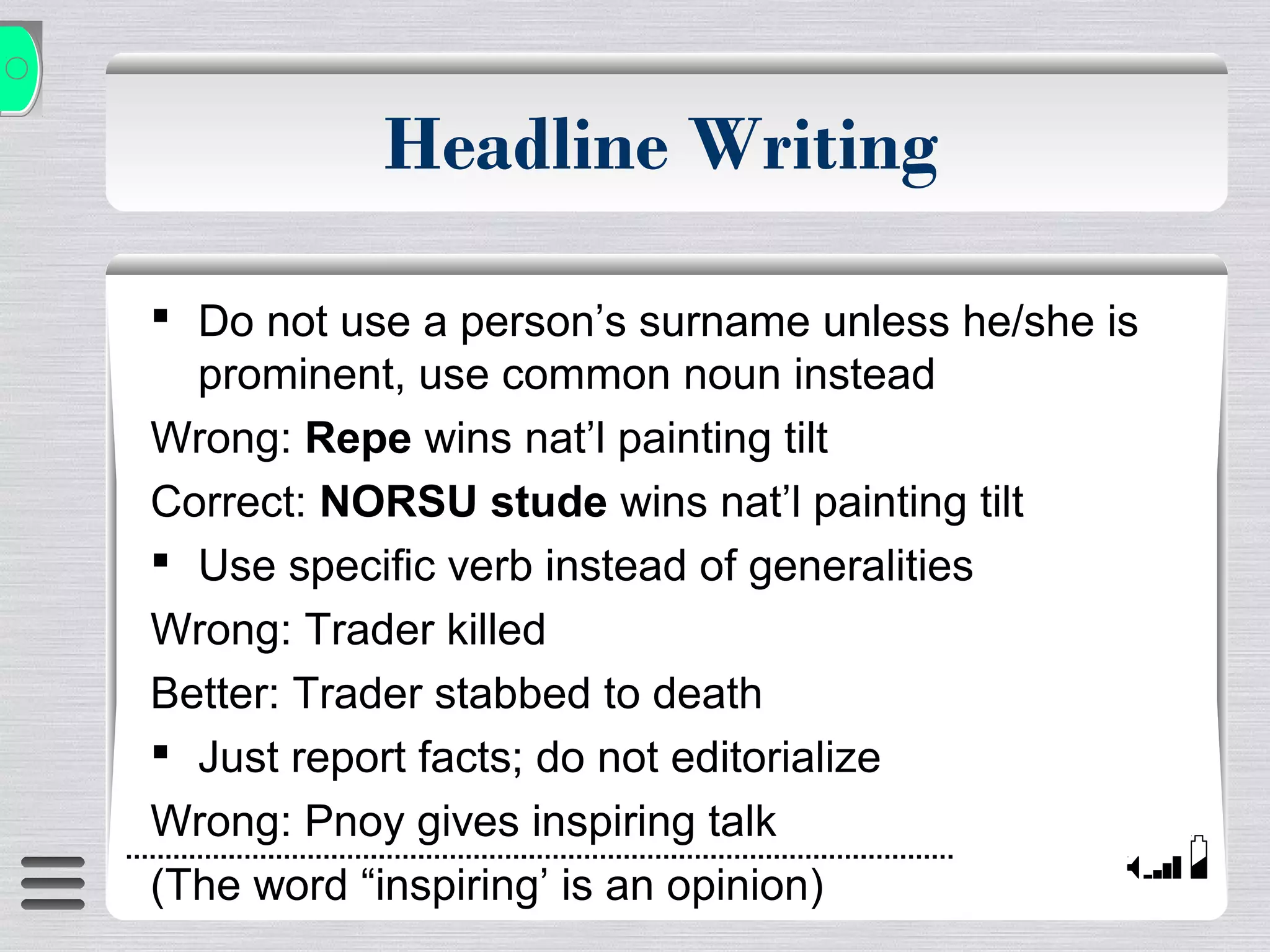 Basics of News Writing | PPT