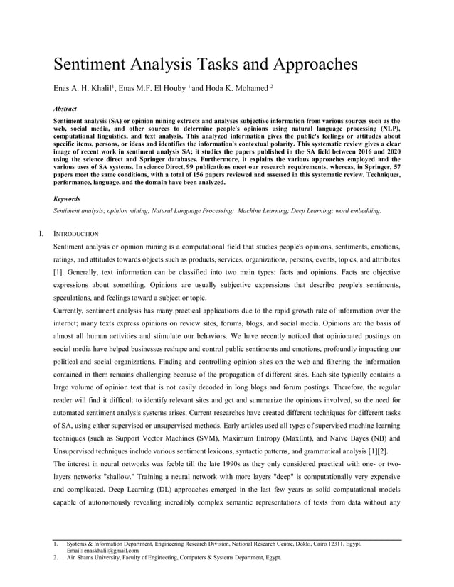 Sentiment Analysis Tasks and Approaches | PDF