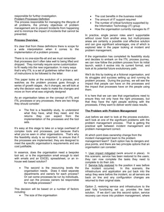Problem management yields service improvement | DOC | IT and Internet ...