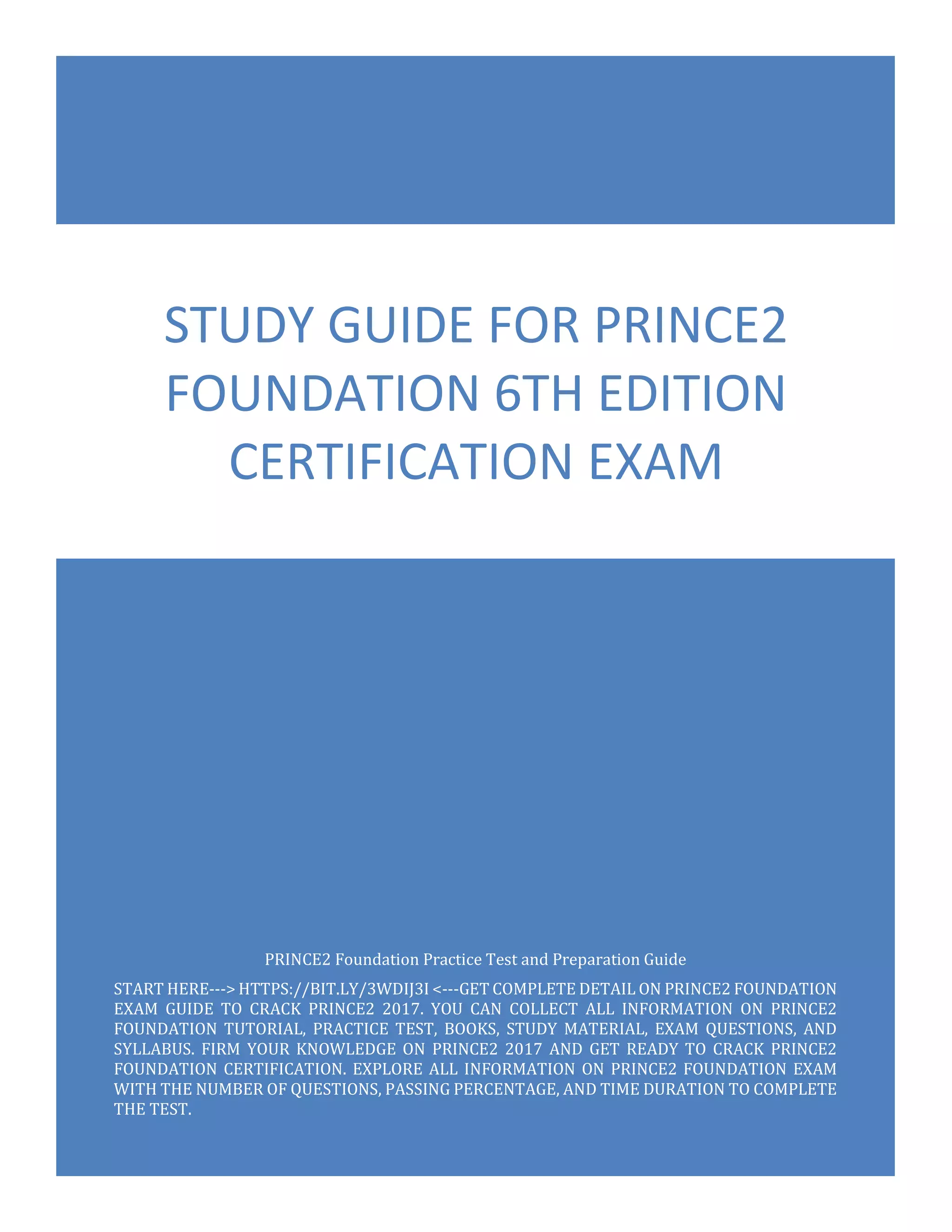 [UPDATED] PRINCE2 Foundation 6th Edition Certification | Study Guide | PDF