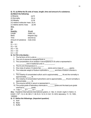 DMLT 1st year : SOME IMPORTANT QUESTION - ANSWER [Biochemistry (U. P ...