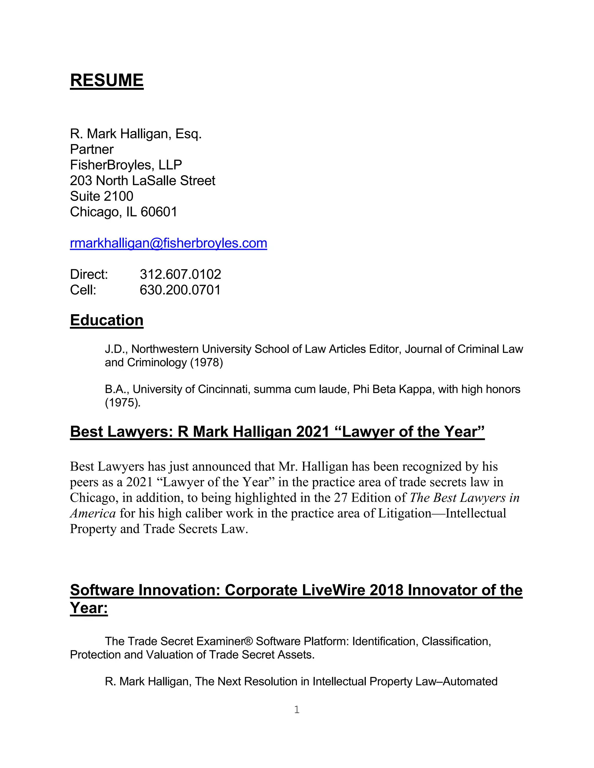 Updated r. mark halligan long form resume 08.18.2021