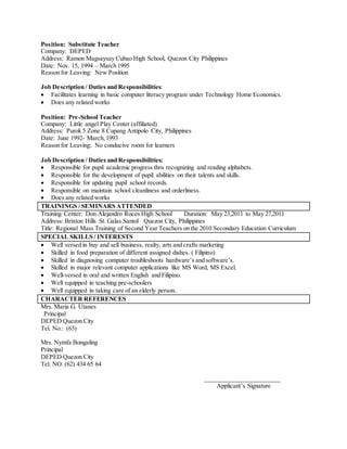 Sample of Resume | DOCX