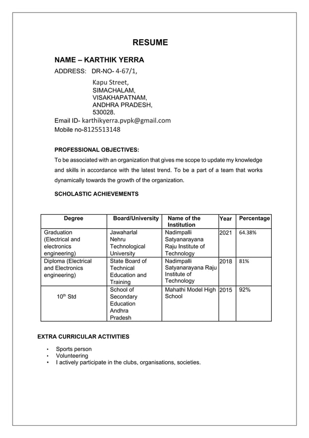 Karthik resume | PDF