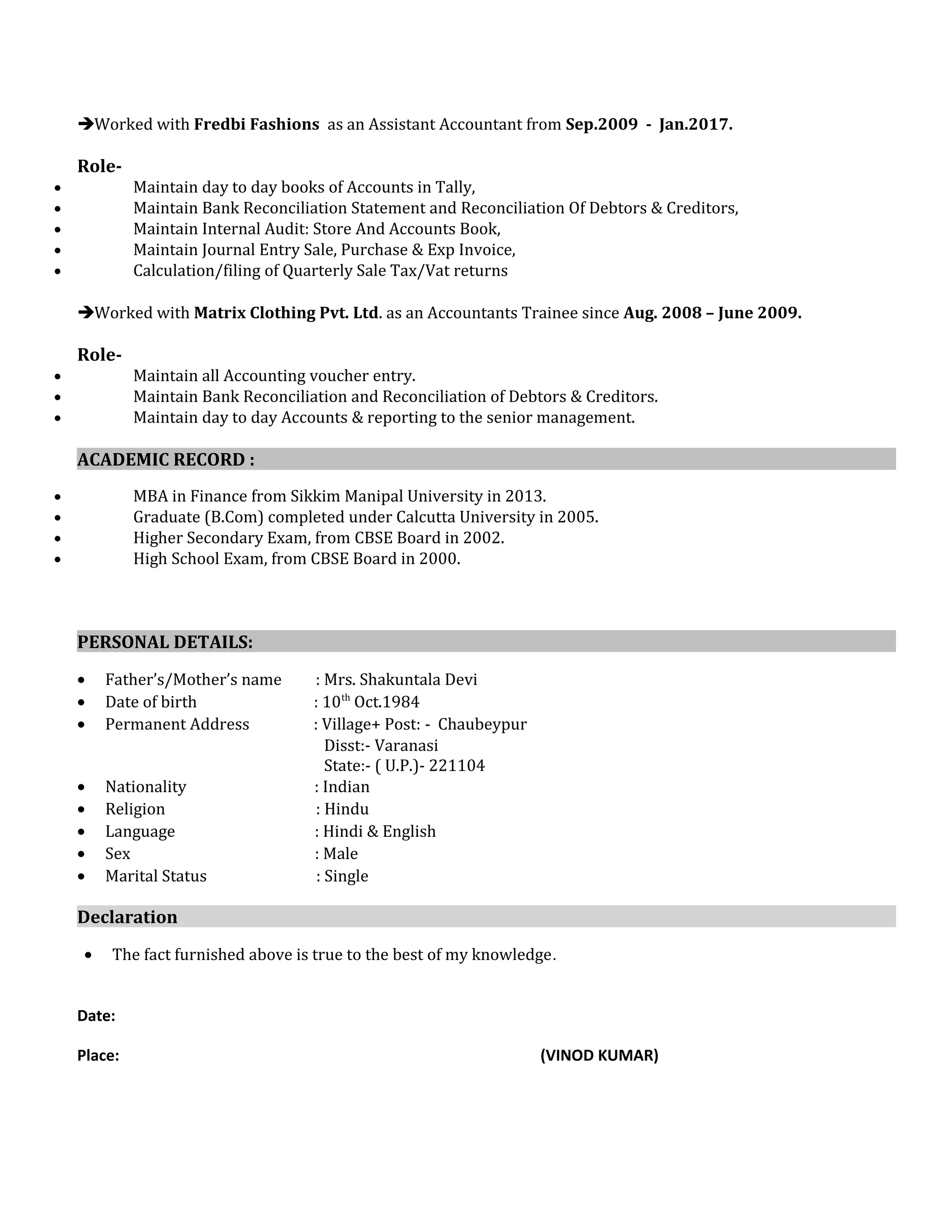 Updated Resume Vinod | PDF