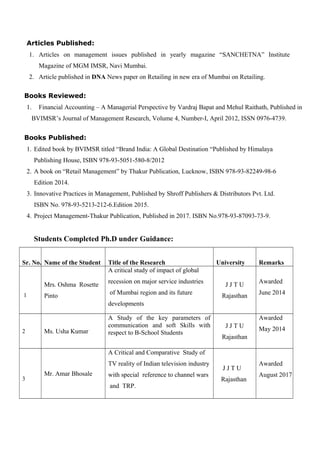 Updated resume Dr. Govind P. Shinde | DOC