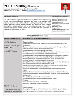 Zuhaib Siddiqui CV | PDF