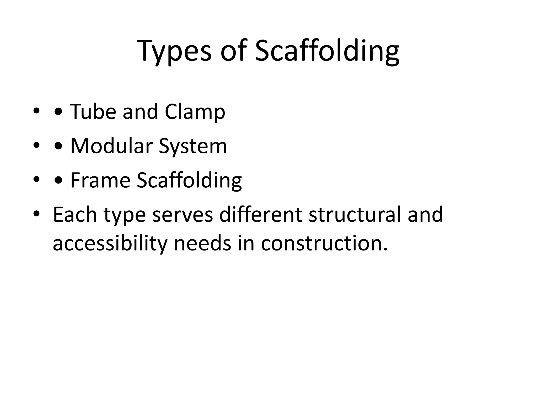 Scaffolding types and Materials guide presentation | PPTX