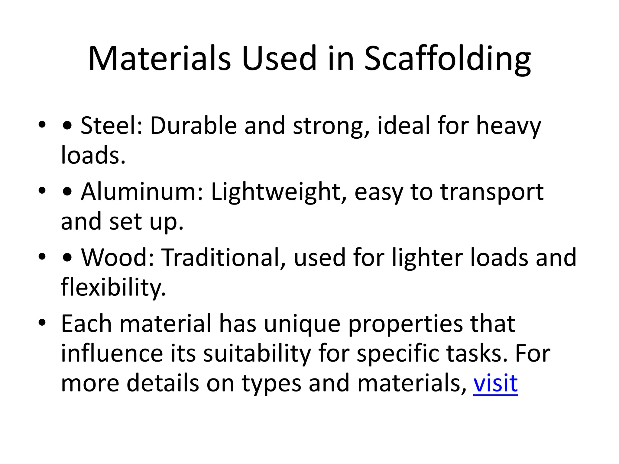 Scaffolding types and Materials guide presentation | PPTX