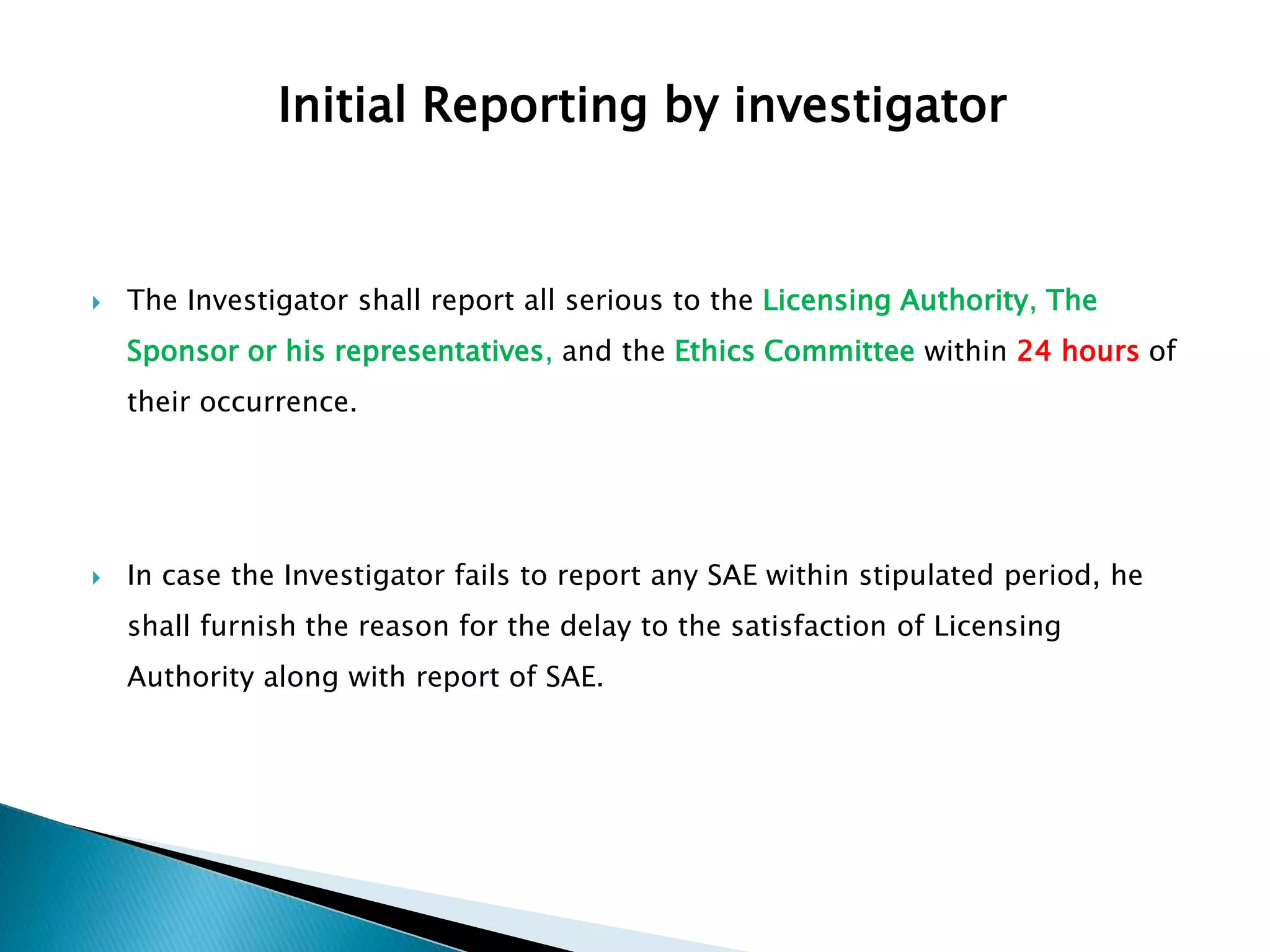 Updated Timelines for Reporting of SAE | PPTX