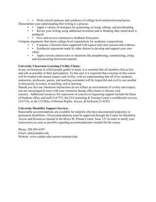 ENGL 102-20 Syllabus | PDF