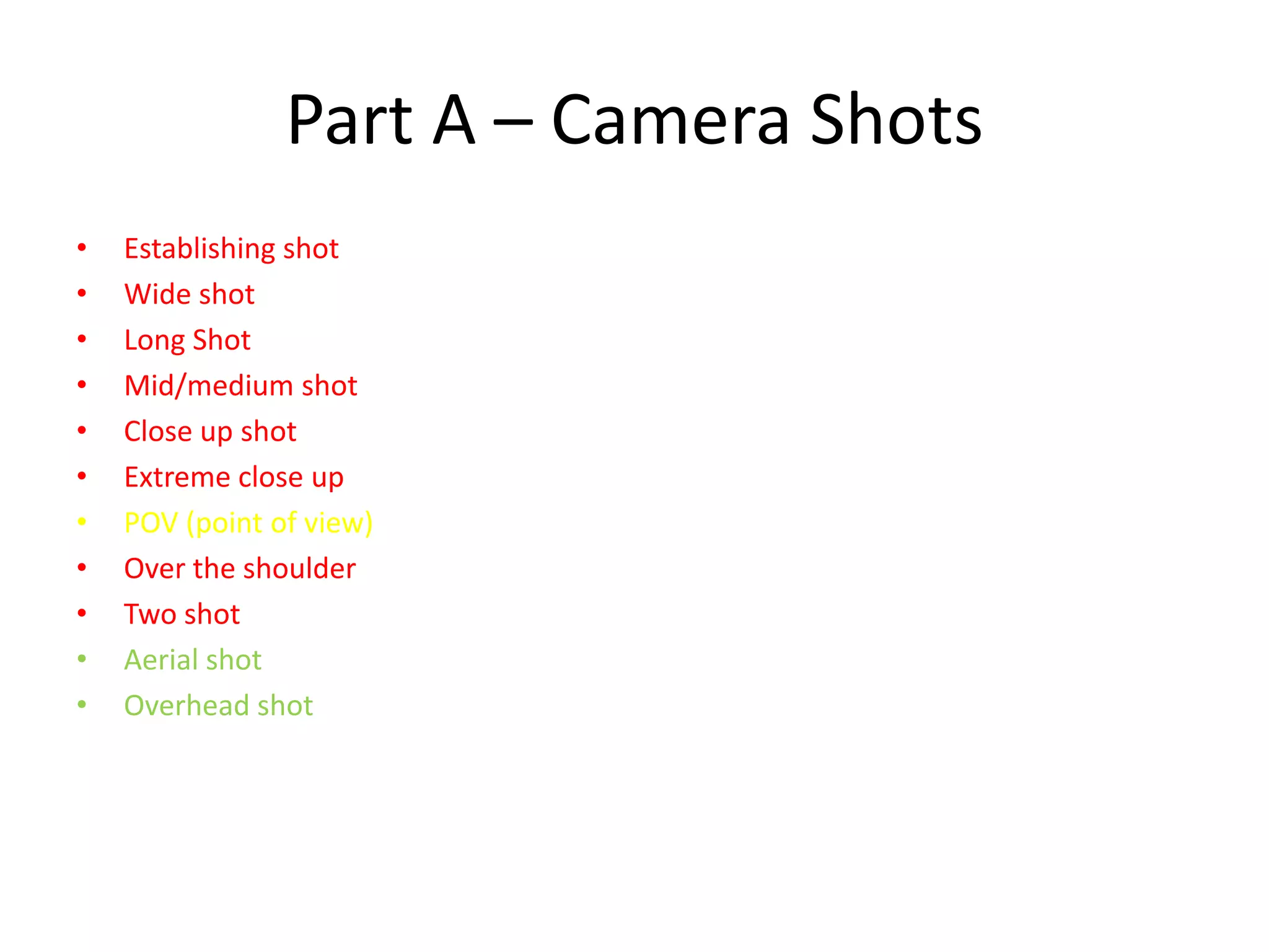Assignment 4 camera shots, camera angles, | PPTX