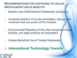 Wastewater Treatment Plants: Enhancing the Water-Energy Nexus at the ...