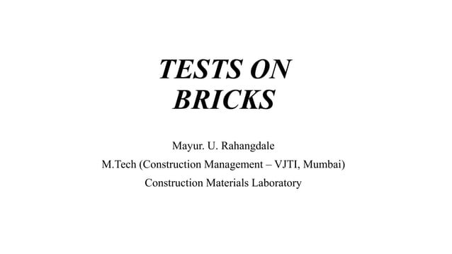 Water Absorption of Bricks | PPTX | Chemistry | Science